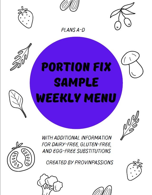 Portion Fix Sample Weekly Menu: Plans A-D with GF, DF, and EF Notes - Etsy