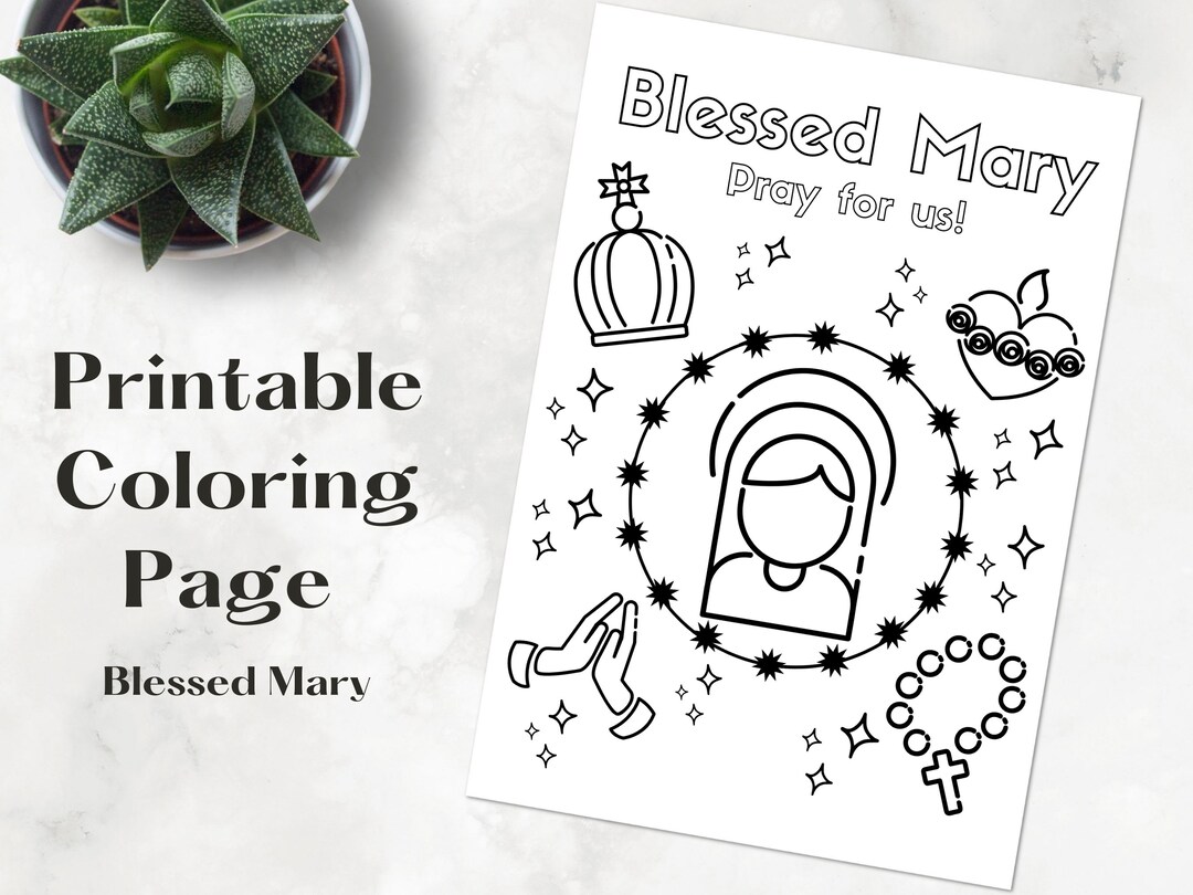 Printable Coloring Page Blessed Mary Kid Activity Catholic Vacation ...