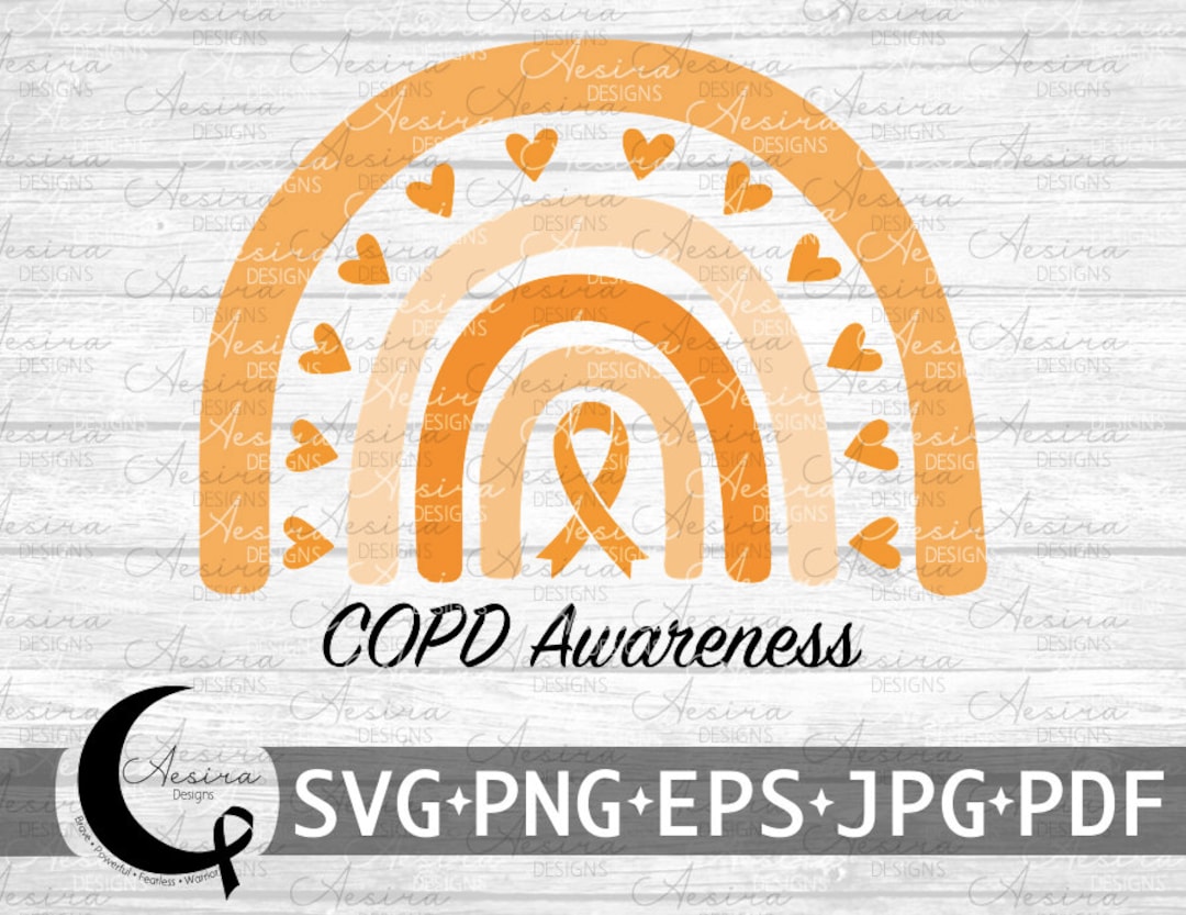 COPD Rainbow Ribbon Svg, COPD Awareness Ribbon, COPD Support Squad ...