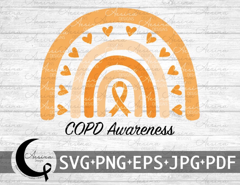 COPD Rainbow Ribbon Svg, COPD Awareness Ribbon, COPD Support Squad ...