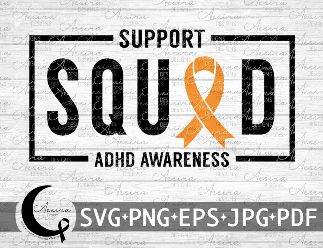 ADHD Support Squad SVG, Adhd Awareness, Adhd Ribbon, Adhd Warrior ...