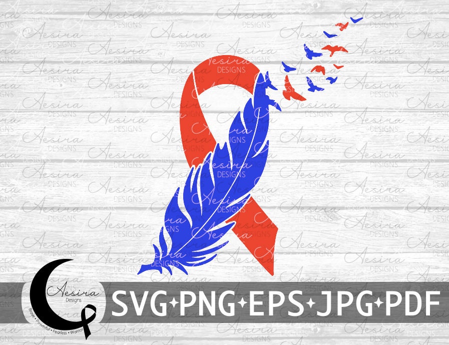 Pulmonary Fibrosis Feather Ribbon Svg, Pulmonary Fibrosis Awareness ...