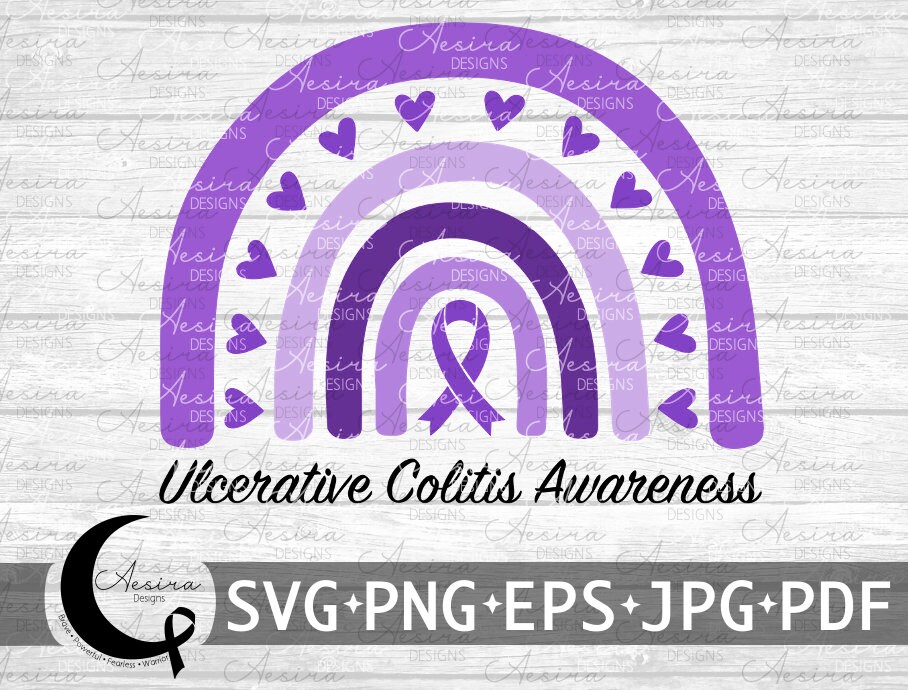 Ulcerative Colitis Rainbow Ribbon Svg, Ulcerative Colitis Awareness ...