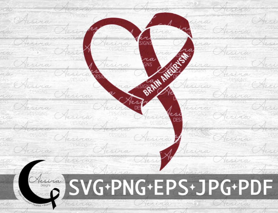 Brain Aneurysm Heart Ribbon SVG, Brain Aneurysm Awareness, Brain ...