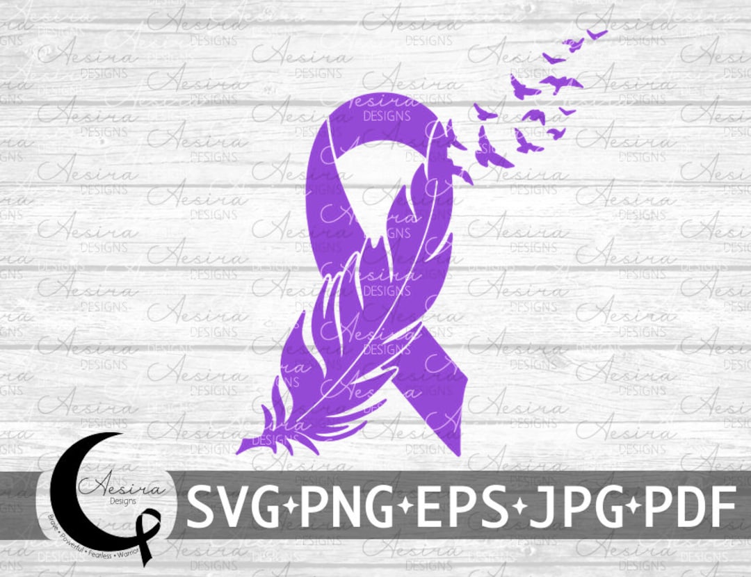 Cystic Fibrosis Feather Ribbon Svg, Cystic Fibrosis Awareness Ribbon ...