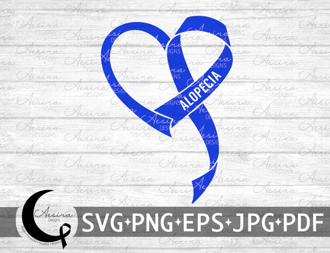 Alopecia Heart Ribbon SVG, Alopecia Awareness, Alopeica Support Squad ...