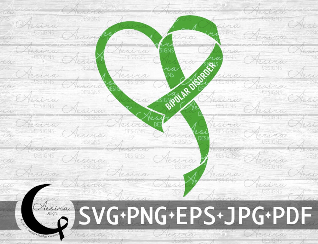 Bipolar Disorder Heart Ribbon SVG, Bipolar Awareness Ribbon, Bipolar ...