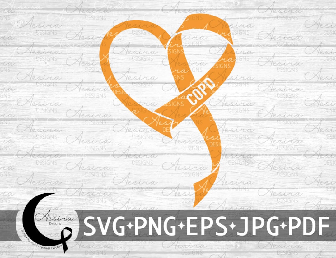 COPD Heart Ribbon Svg, COPD Awareness Ribbon, COPD Support Squad, Copd ...