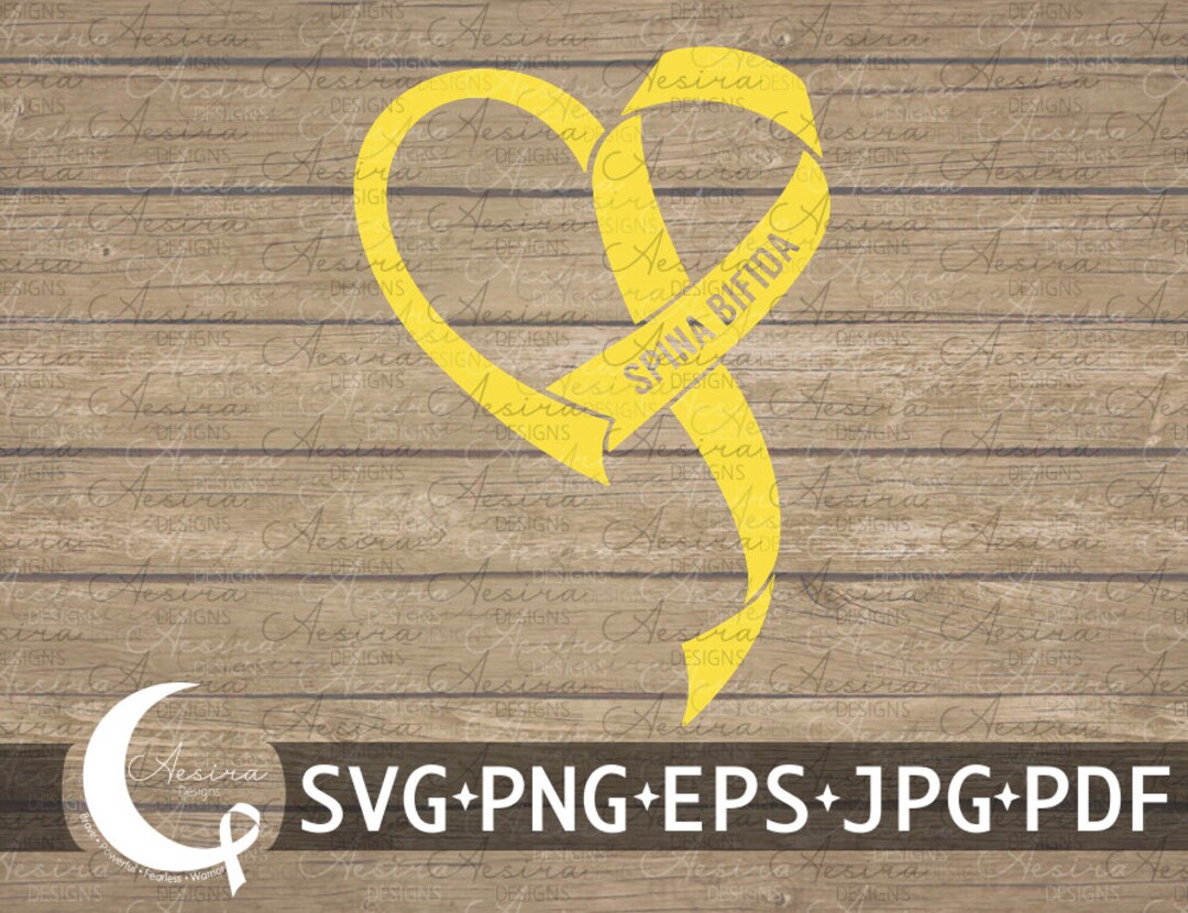 Spina Bifida Heart Ribbon Svg, Spina Bifida Awareness Ribbon, Spina ...
