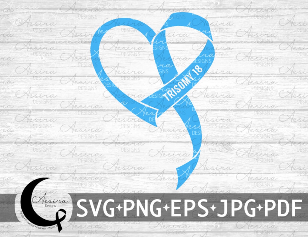 Trisomy 18 Heart Ribbon Svg, Trisomy 18 Awareness Ribbon, Trisomy 18 ...