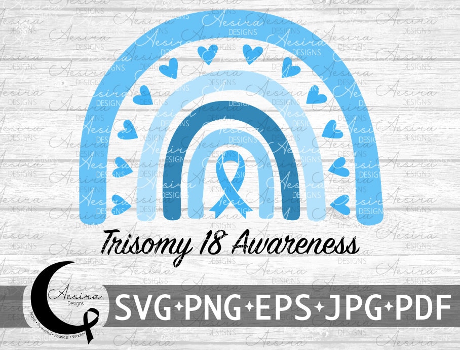Trisomy 18 Rainbow Ribbon Svg, Trisomy 18 Awareness Ribbon, Trisomy 18 ...