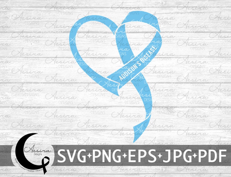 Addison's Disease Heart Ribbon SVG Addison's Disease - Etsy