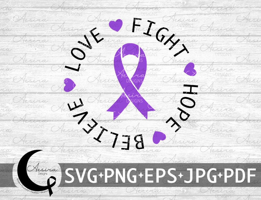 Cystic Fibrosis Love Fight Hope Believe Ribbon Svg, Cystic Fibrosis ...