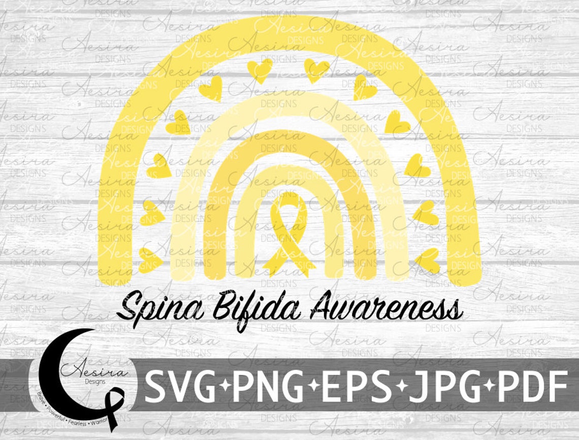 Spina Bifida Rainbow Ribbon Svg, Spina Bifida Awareness Ribbon, Spina ...