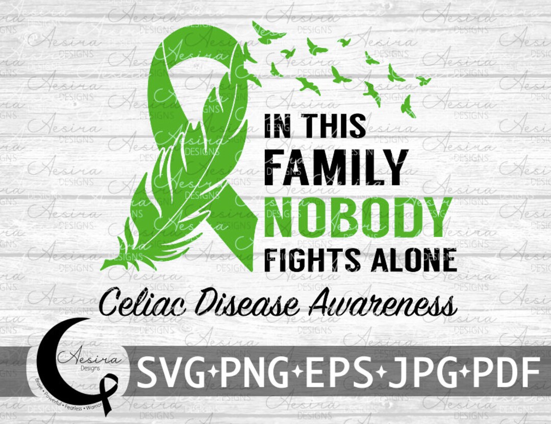 Celiac Disease in This Family Nobody Fights Alone Ribbon SVG, Celiac ...