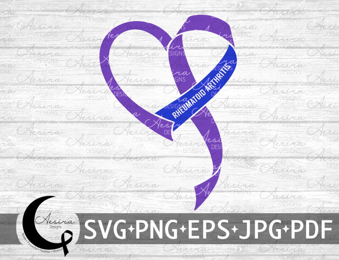 Rheumatoid Arthritis Heart Ribbon Svg, Rheumatoid Arthritis Awareness ...