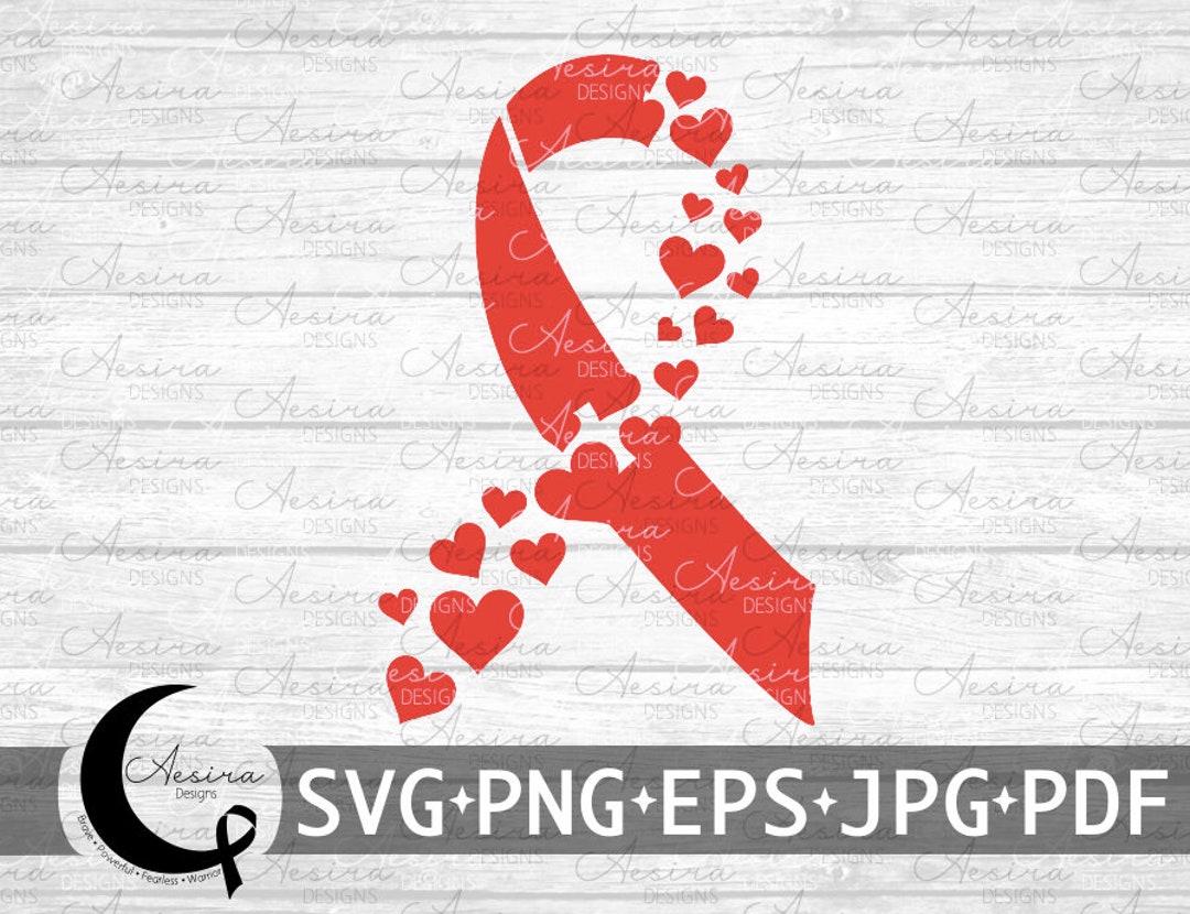 HIV AIDS Heart Ribbon Svg, Hiv Aids Awareness Ribbon, Hiv Aids Support ...