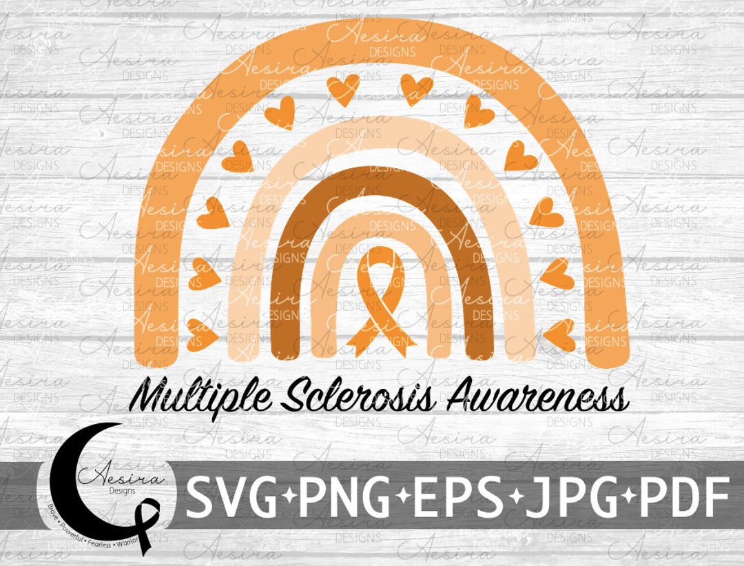 Multiple Sclerosis Rainbow Ribbon Svg, Multiple Sclerosis Awareness ...