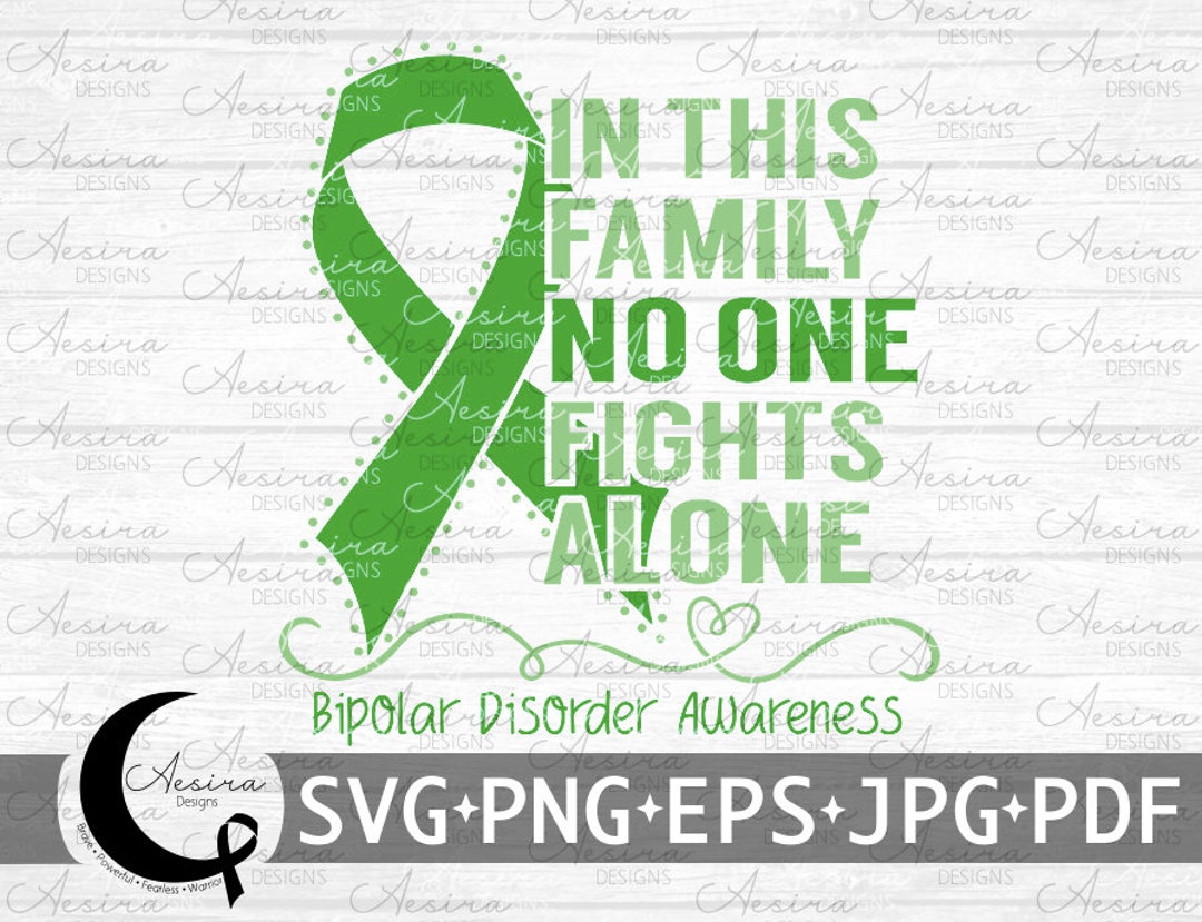 Bipolar Disorder in This Family No One Fights Alone Ribbon SVG, Bipolar ...