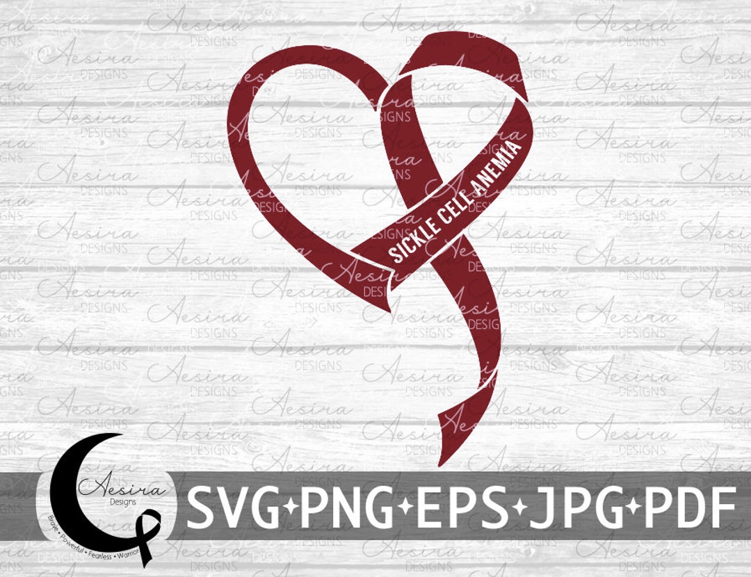 Sickle Cell Anemia Heart Ribbon Svg, Sickle Cell Anemia Awareness ...