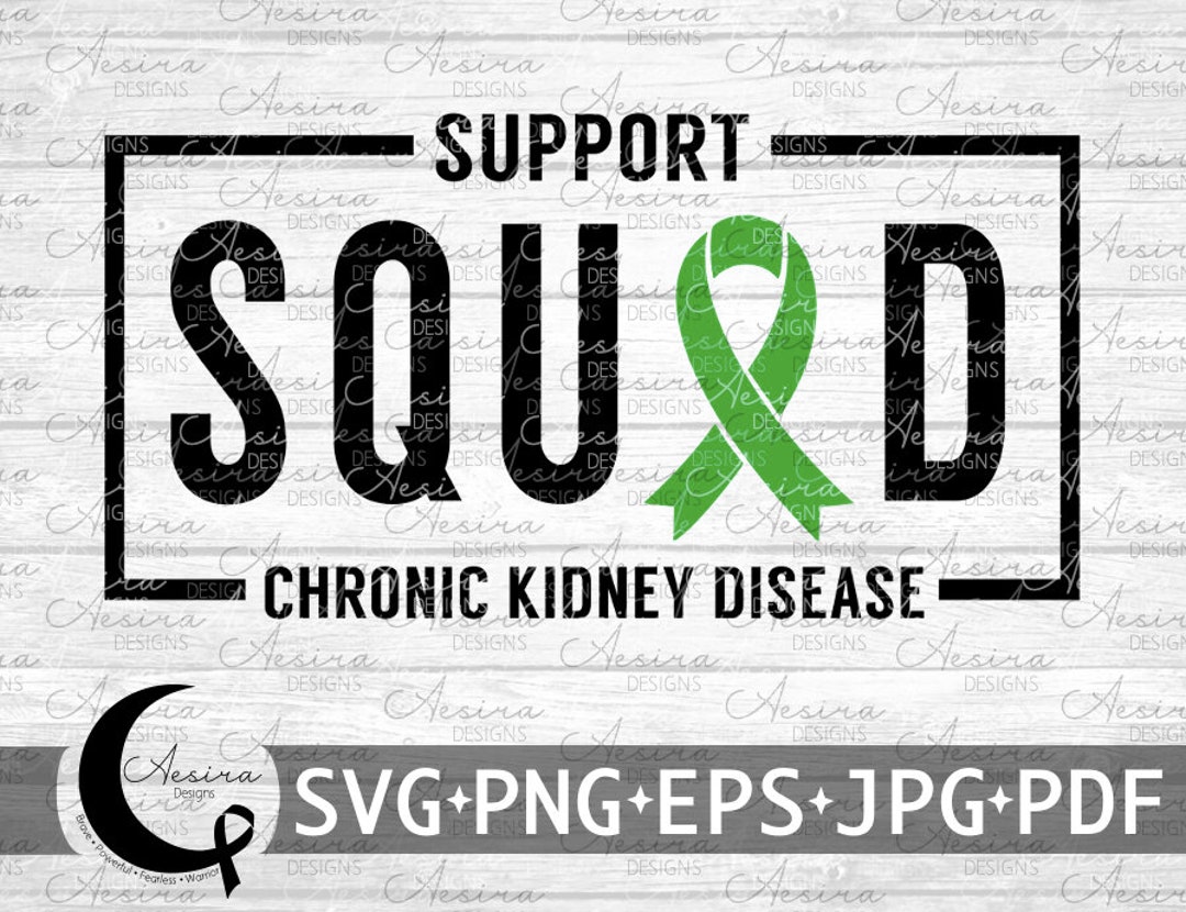 Chronic Kidney Disease Support Squad Ribbon SVG, Chronic Kidney Awareness, Chronic Kidney Never ...