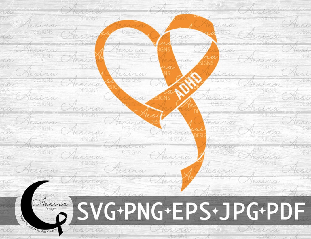 ADHD Heart Ribbon SVG Adhd Awareness Adhd Support Squad - Etsy