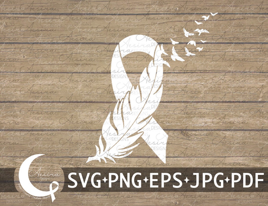 Blindness Feather Ribbon SVG, Blindness Awareness Ribbon, Blindness ...