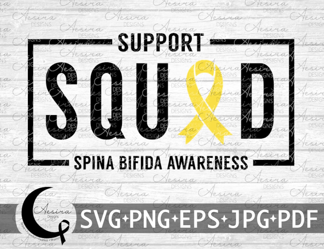Spina Bifida Support Squad Ribbon Svg, Spina Bifida Awareness Ribbon ...