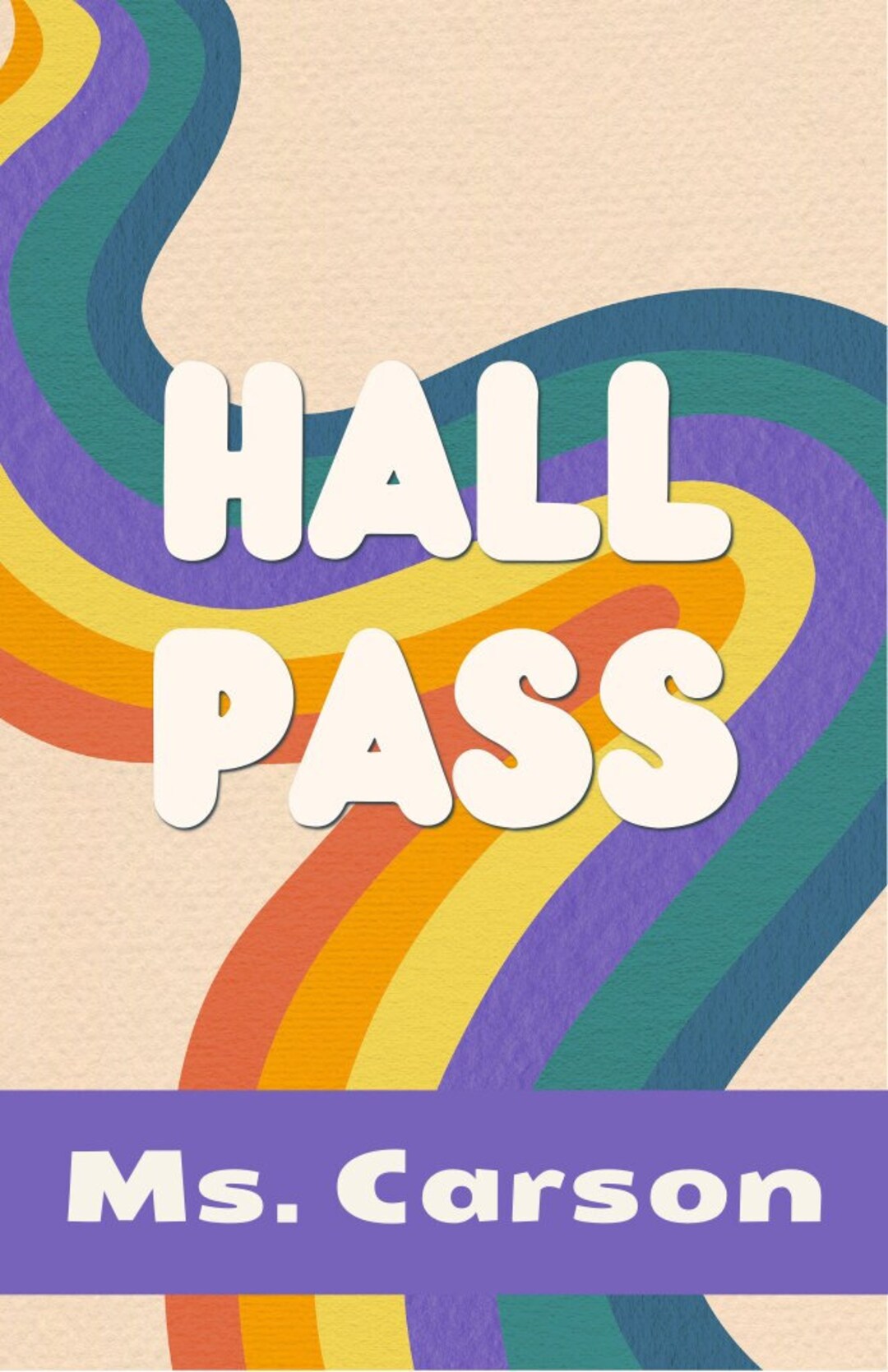 Rainbow Swirl Teacher Hall Pass - Etsy