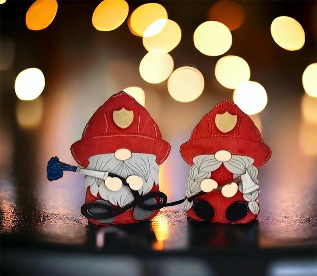 Wooden Firefighter Gnome - Etsy