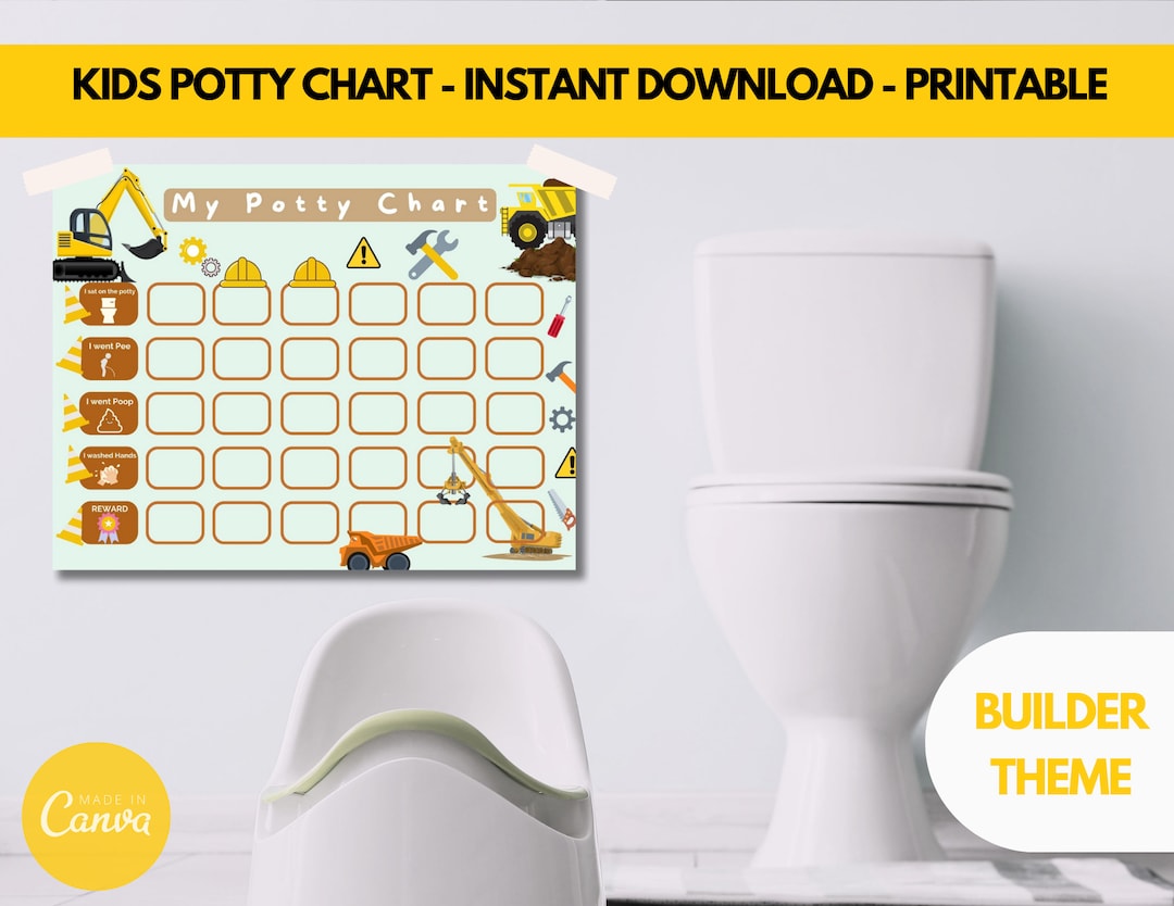 Potty Training, Construction Builder Potty Training Chart, Kids Routine ...