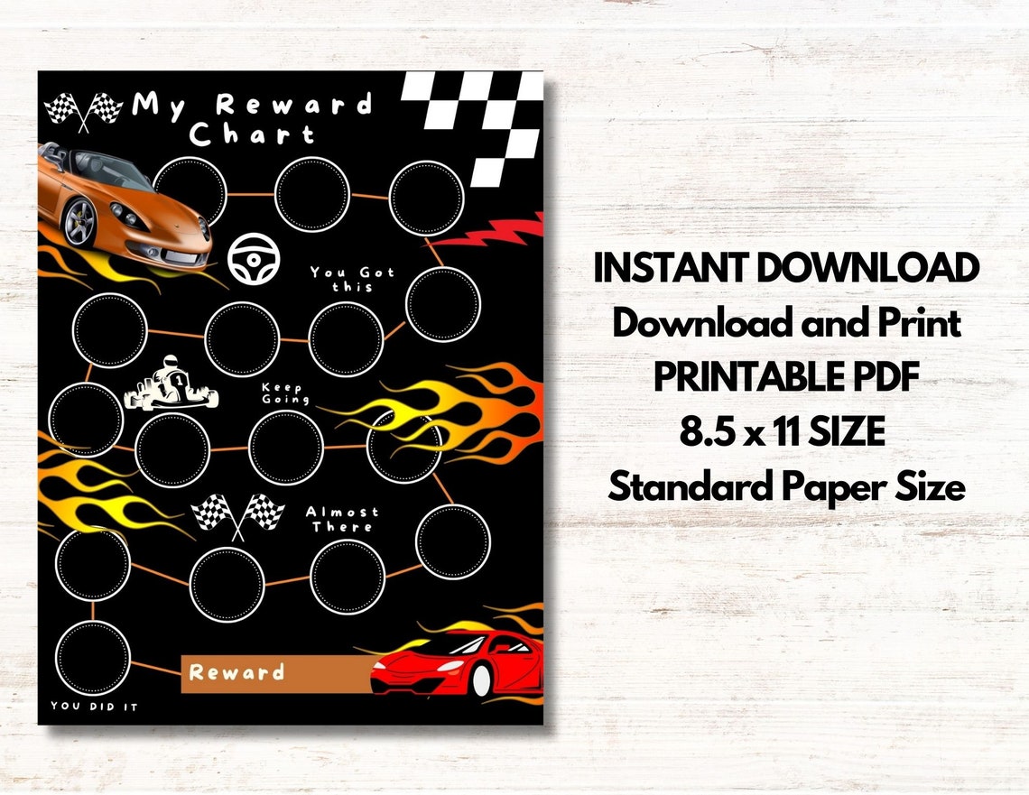 Race Car Reward Chart Race Car Behavior Chart Toddler Potty - Etsy