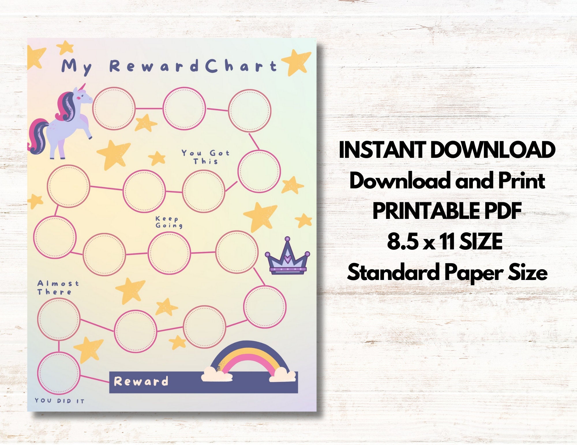 Unicorn and Rainbow Reward Chart, Unicorn Behavior Chart, Potty Sticker ...