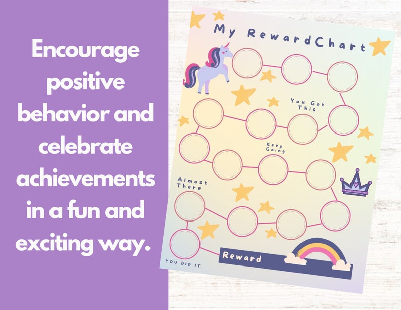 Unicorn and Rainbow Reward Chart, Unicorn Behavior Chart, Potty Sticker ...