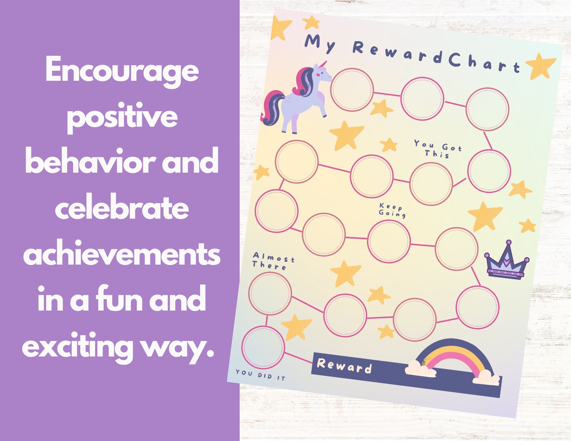Unicorn and Rainbow Reward Chart, Unicorn Behavior Chart, Potty Sticker ...