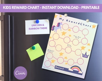 Unicorn Reward Chart Printable Unicorn Sticker Chart Daily Chore Chart ...