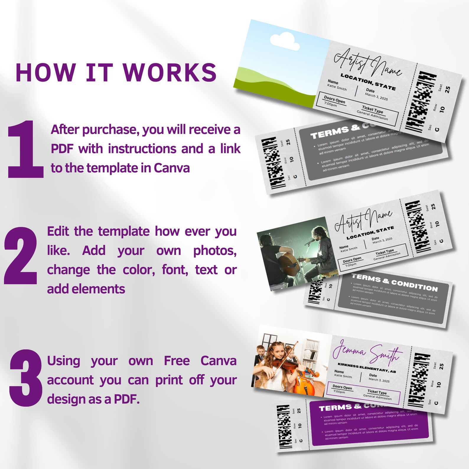 Editable Concert Ticket Template Custom Concert Ticket Concert Ticket ...