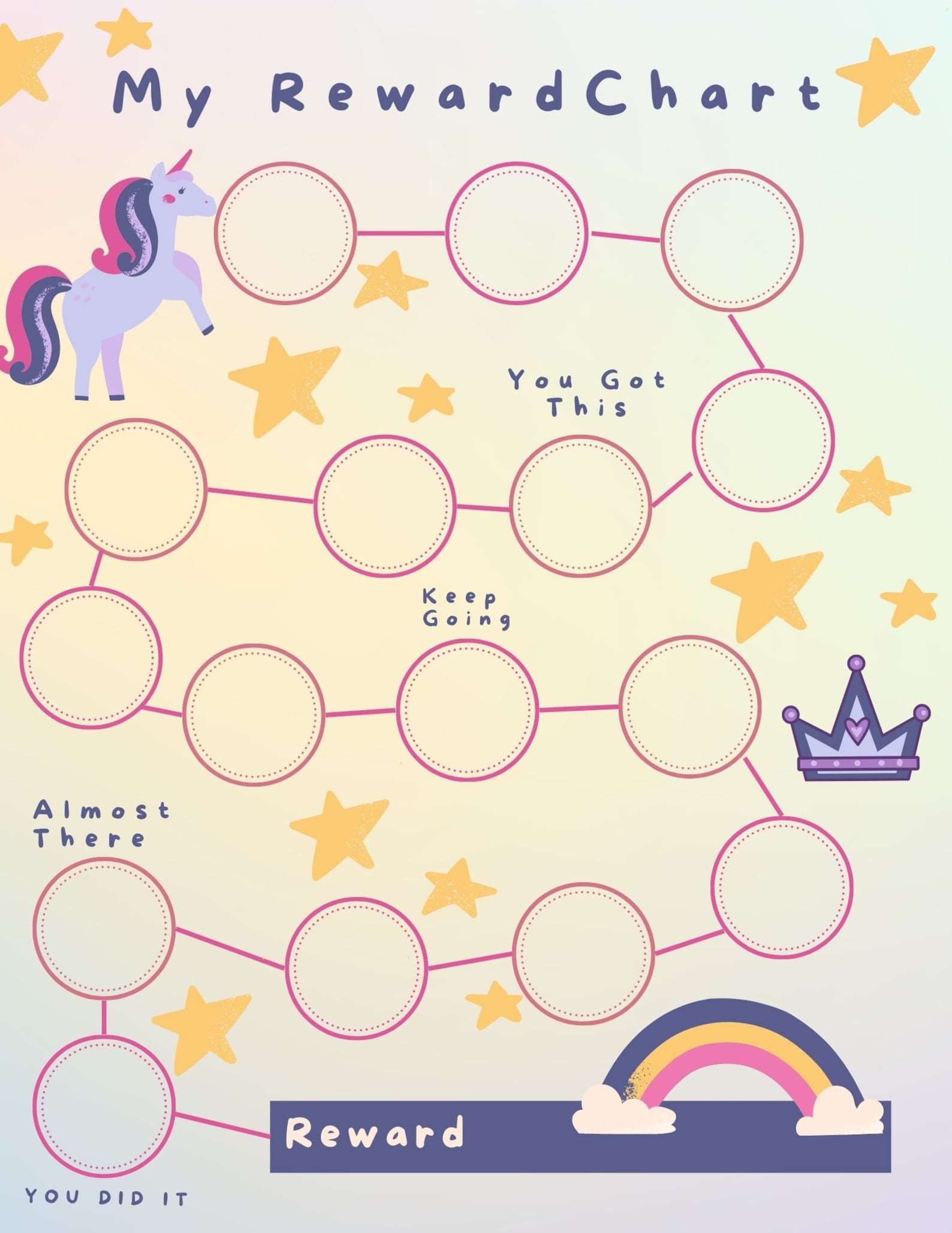 Unicorn and Rainbow Reward Chart Unicorn Behavior Chart - Etsy