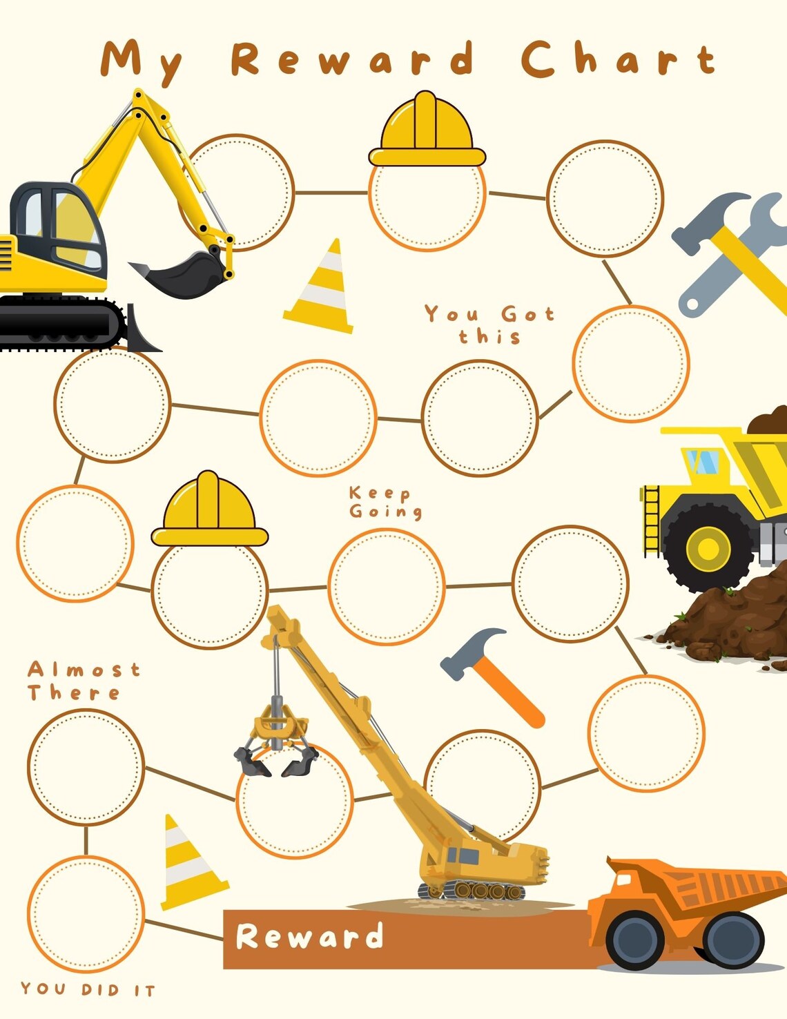 Construction Reward Chart Behavior Chart Toddler Potty - Etsy