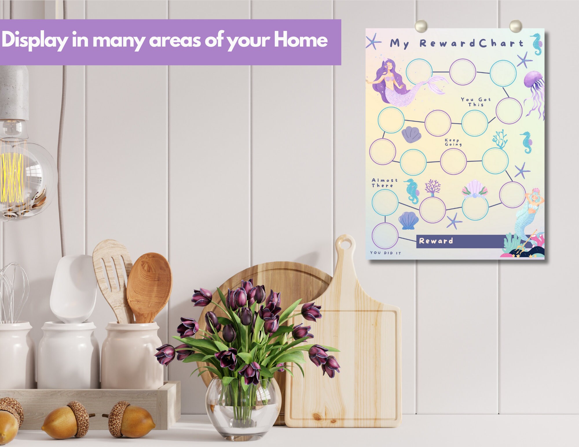 Mermaid Reward Chart, Mermaid Behavior Chart, Toddler Potty Sticker ...