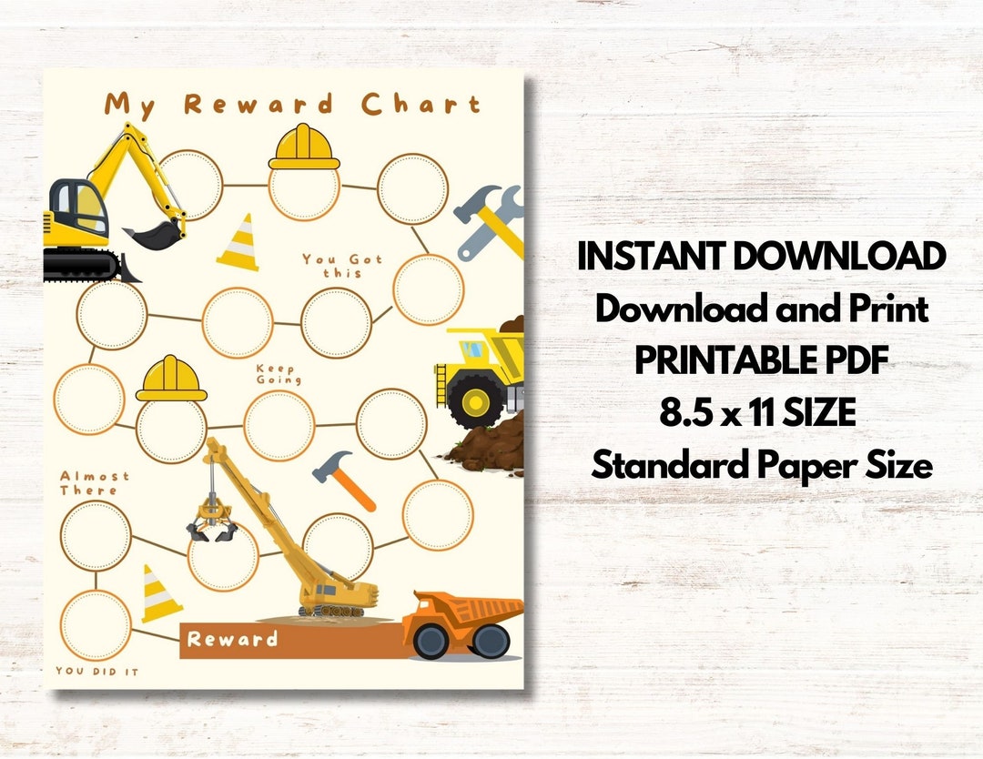 Construction Reward Chart Behavior Chart Toddler Potty - Etsy
