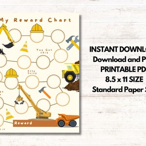 Construction Reward Chart Behavior Chart Toddler Potty - Etsy