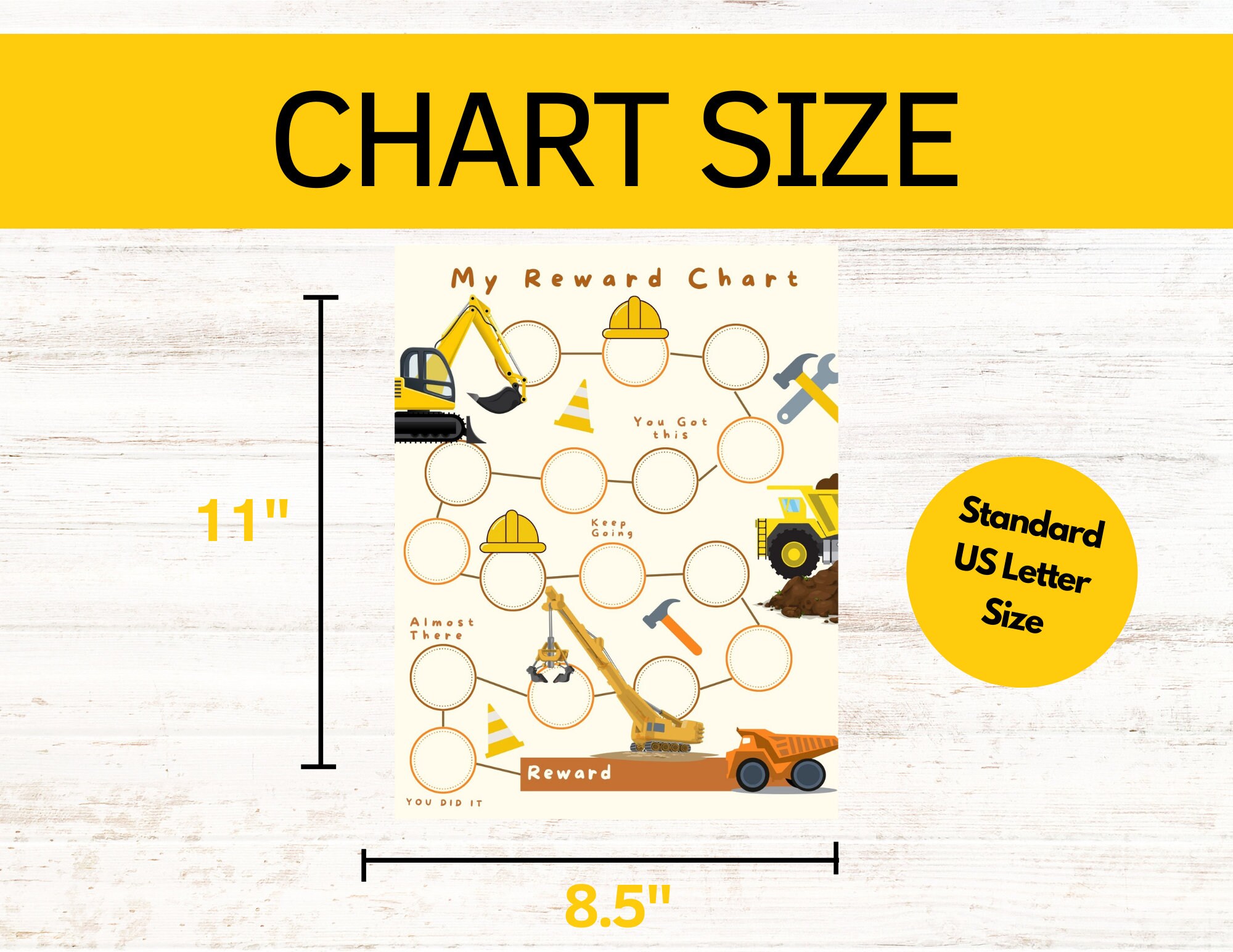 Construction Reward Chart, Behavior Chart, Toddler Potty Sticker Chart ...