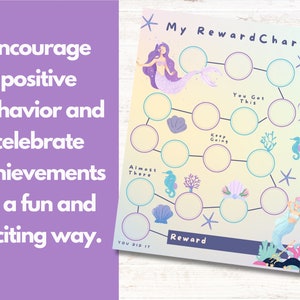 Mermaid Reward Chart, Mermaid Behavior Chart, Toddler Potty Sticker ...