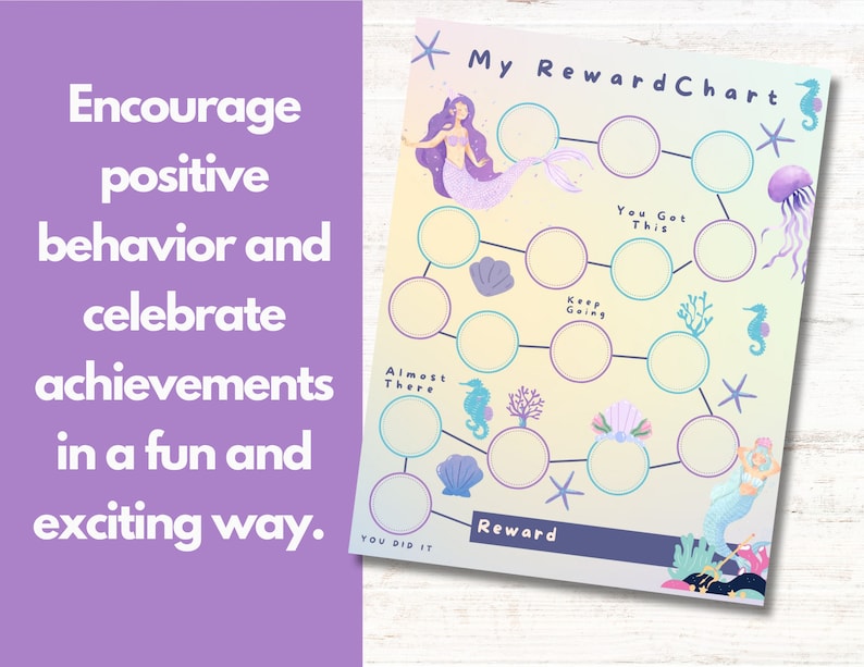 Mermaid Reward Chart, Mermaid Behavior Chart, Toddler Potty Sticker ...