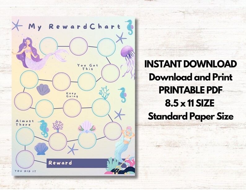 Mermaid Reward Chart Mermaid Behavior Chart Toddler Potty - Etsy