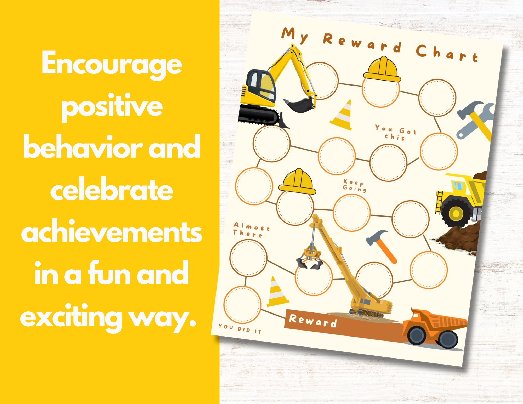 Construction Reward Chart, Behavior Chart, Toddler Potty Sticker Chart ...