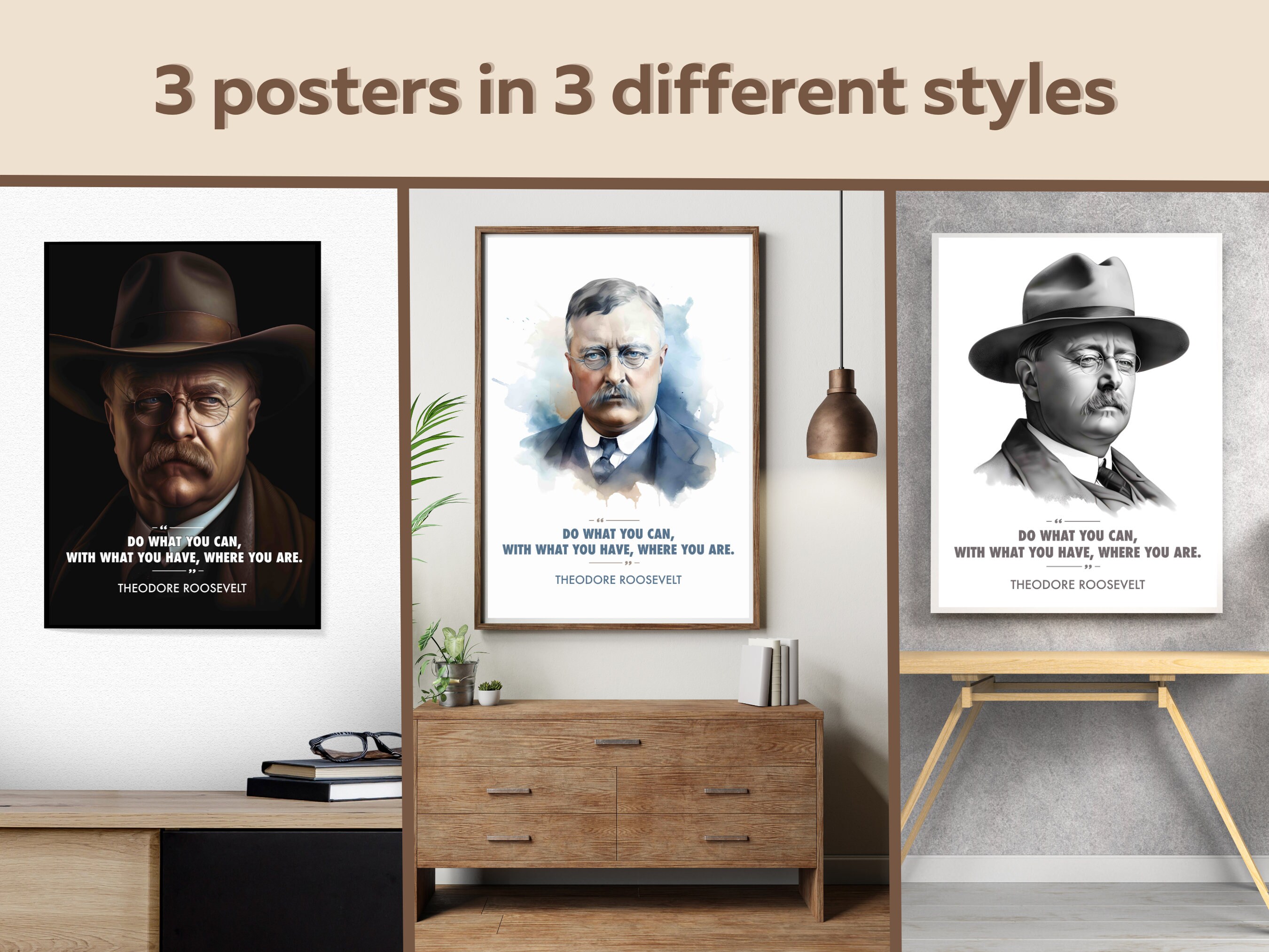 Theodore Roosevelt Poster US Presidents Motivational Quotes - Etsy