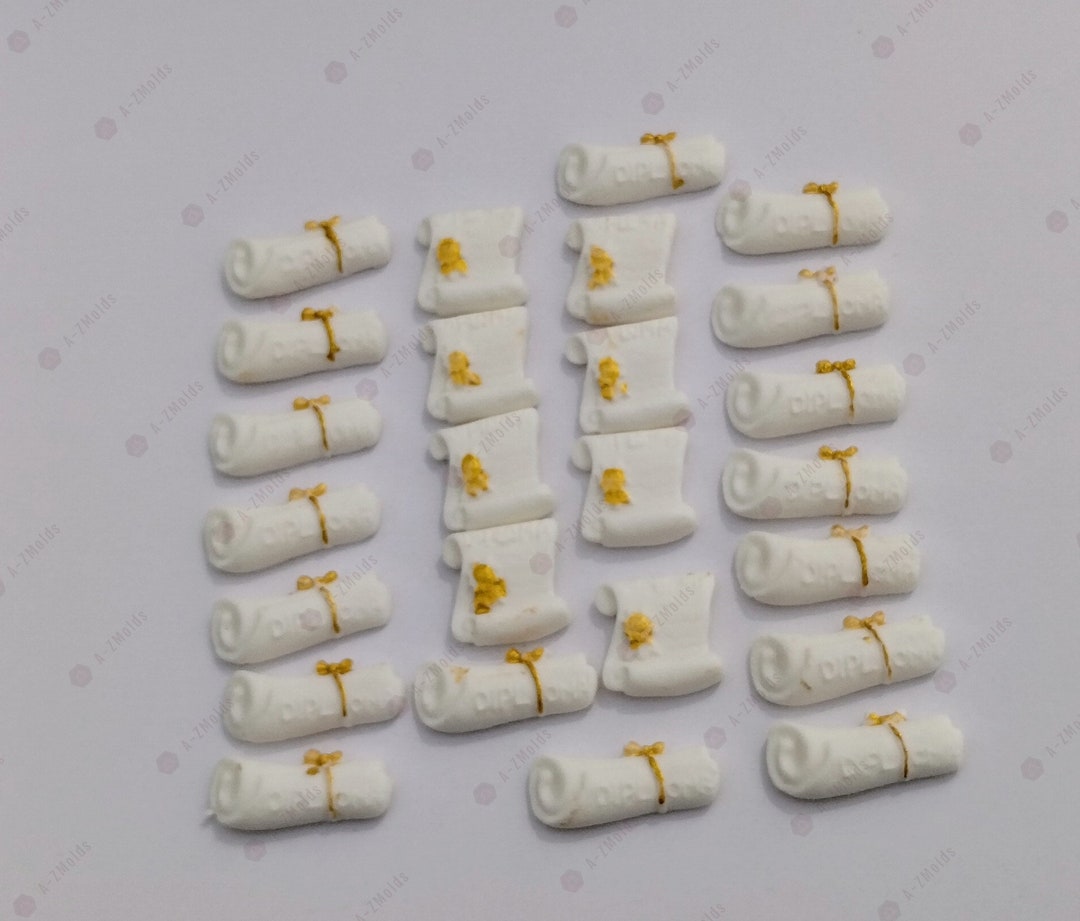 Fondant Toppers Graduation, Diploma , Certificate 25 PC - Etsy
