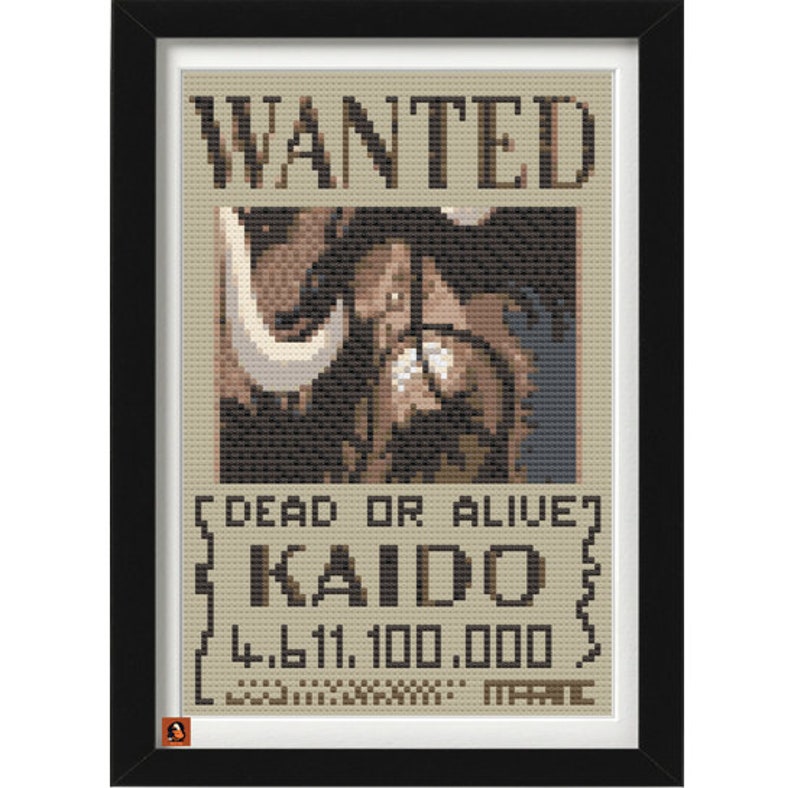 Kaido From One Piece Wanted Poster Cross-stitch Pattern-easy Stitch ...